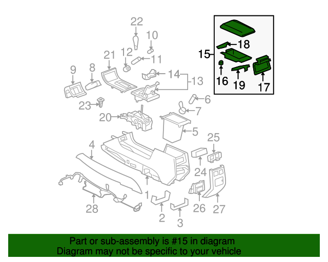 2006-2008 Cadillac DTS Armrest Door 15289396 | GMPartsDirect.com