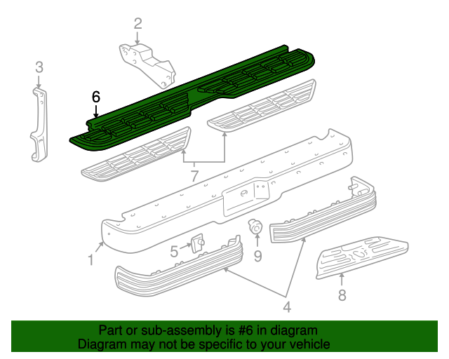 1988-2000 GM Rear Bumper Step Pad 15607160 | Auto Parts Express