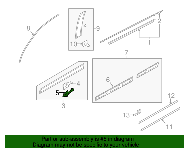 4L0-853-909-A - Lower Molding Retainer 2007-2015 Audi Q7 | Audi OEM Parts