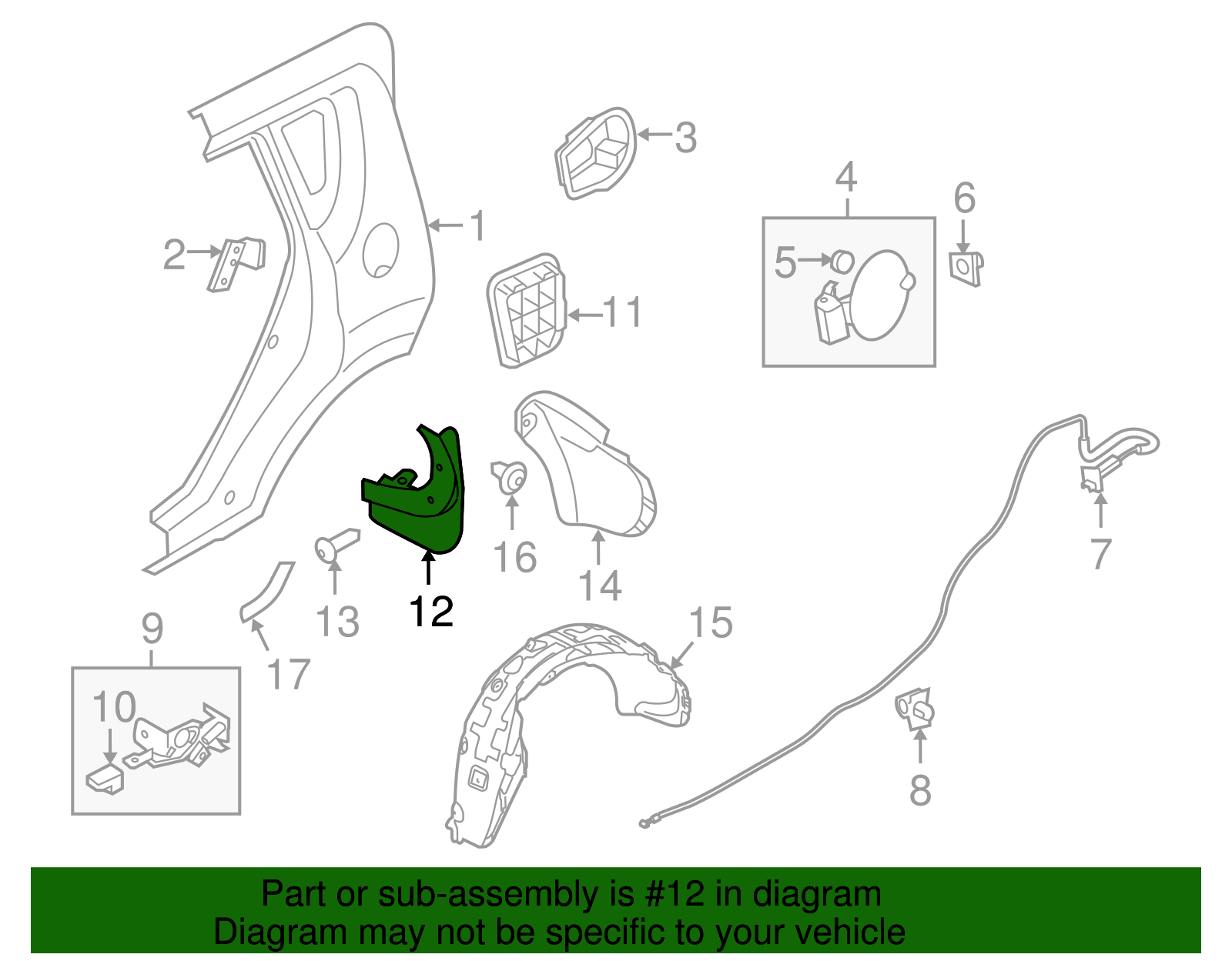 86842-2K500 - Mud Guard 2012-2013 Kia Soul | Kia.Parts