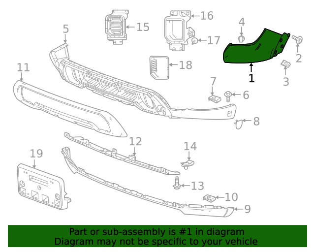2020-2023 GMC Front Passenger Side Fog Lamp Opening Insert 84319826 GM ...