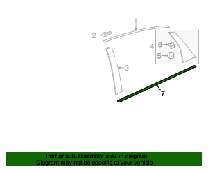 72910-TVA-A01 - Molding Assembly R Rear Door - 2018-2020 Honda Accord ...