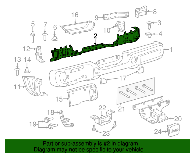 2018-2020 Jeep Wrangler Center Bracket 68295569AC | TascaParts.com