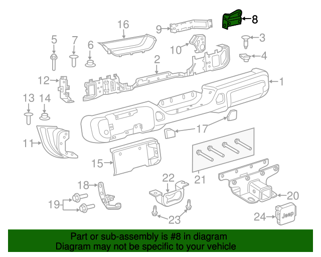 2018-2020 Jeep Wrangler Bumper Bracket - Driver's Side (LH) 68335029AC ...