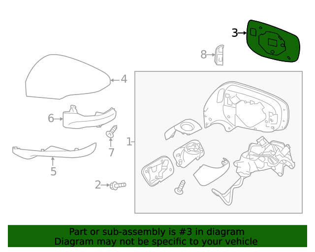 2018-2024 Subaru Mirror Glass 91039FL110 | Quick Subaru Parts