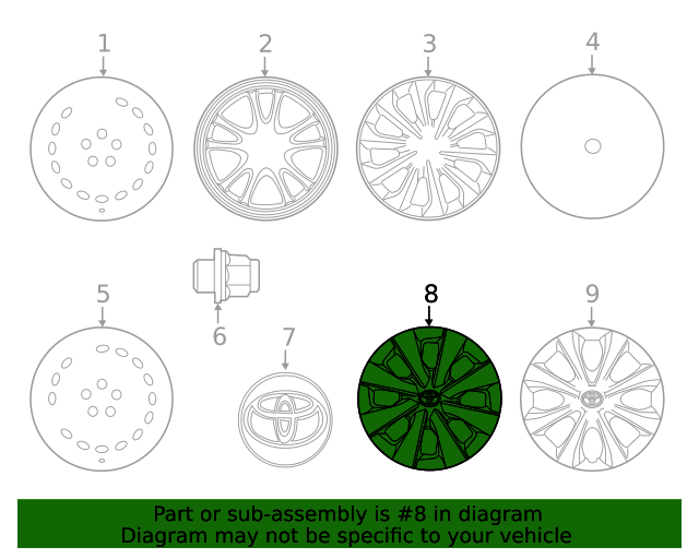 42602-02540 - Cap Sub Assembly Wheel - 2020-2022 Toyota Corolla | OEM ...