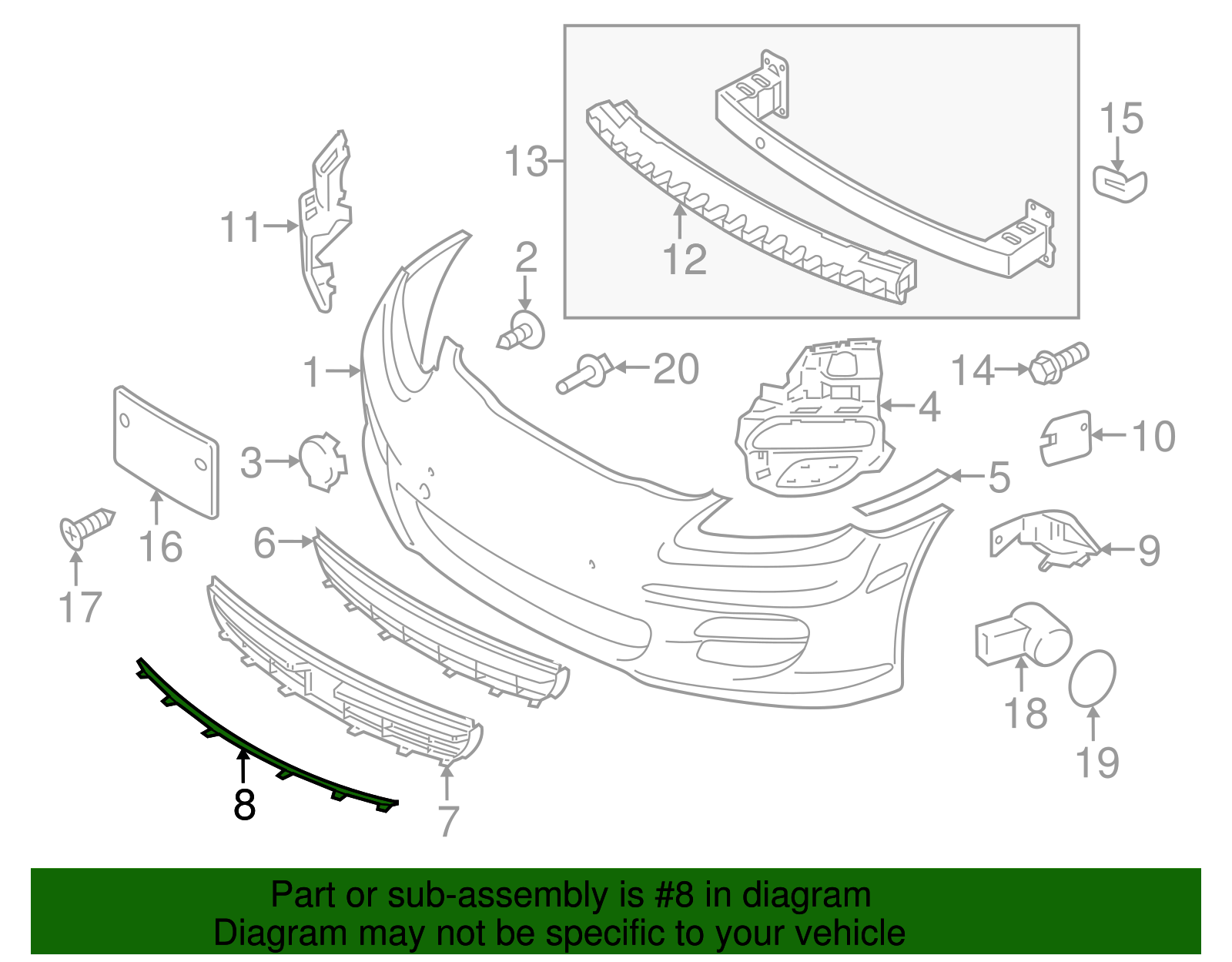 2010-2013 Porsche Panamera Lower Grille Retainer Plate 970-505-544-02 ...