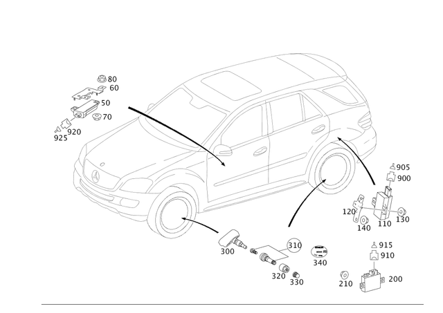 2015-2018 Mercedes-Benz Tire Pressure Monitoring System (TPMS) Sensor ...