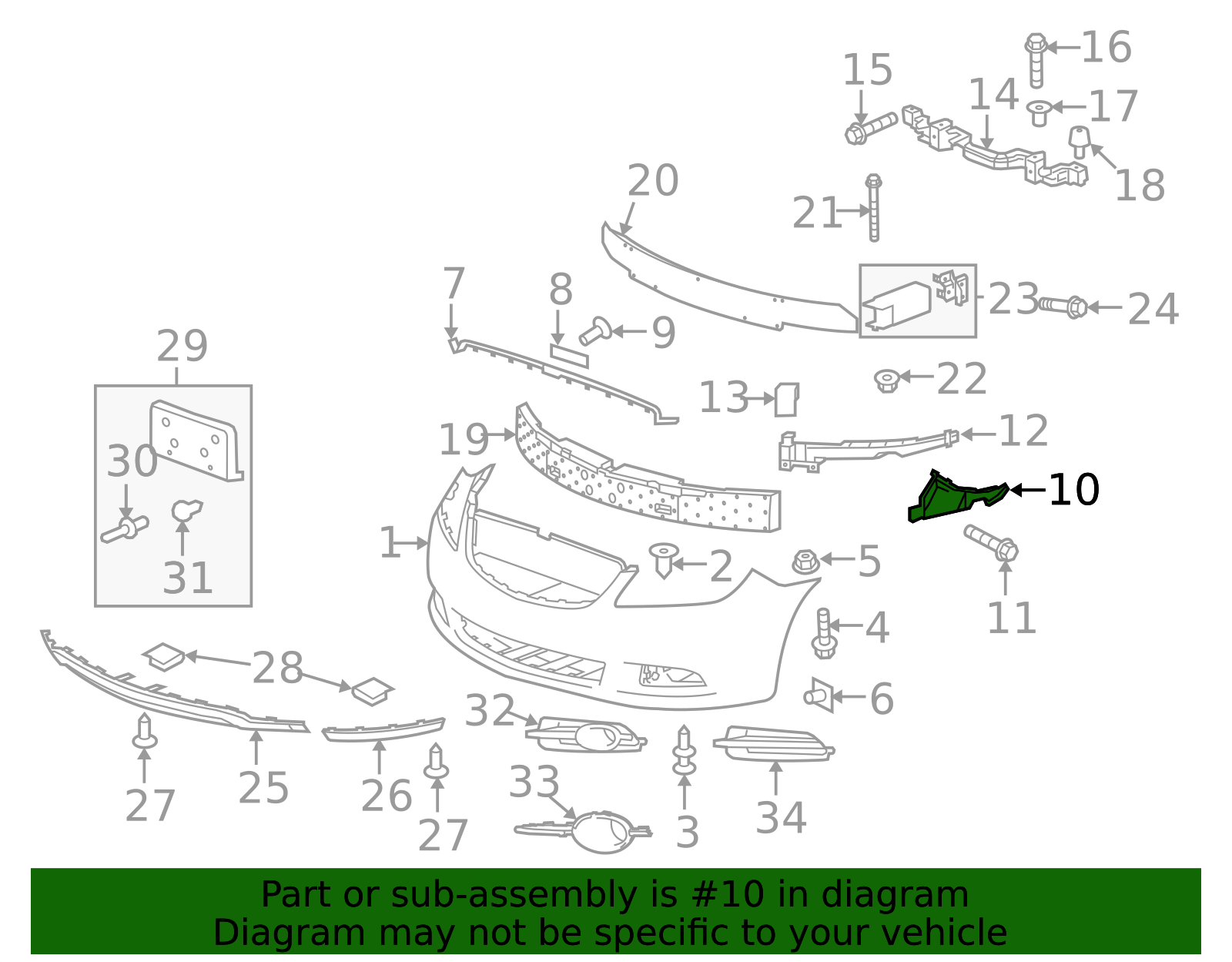 2010-2013 Buick LaCrosse Front Driver Side Bumper Fascia Brace 22782285 ...