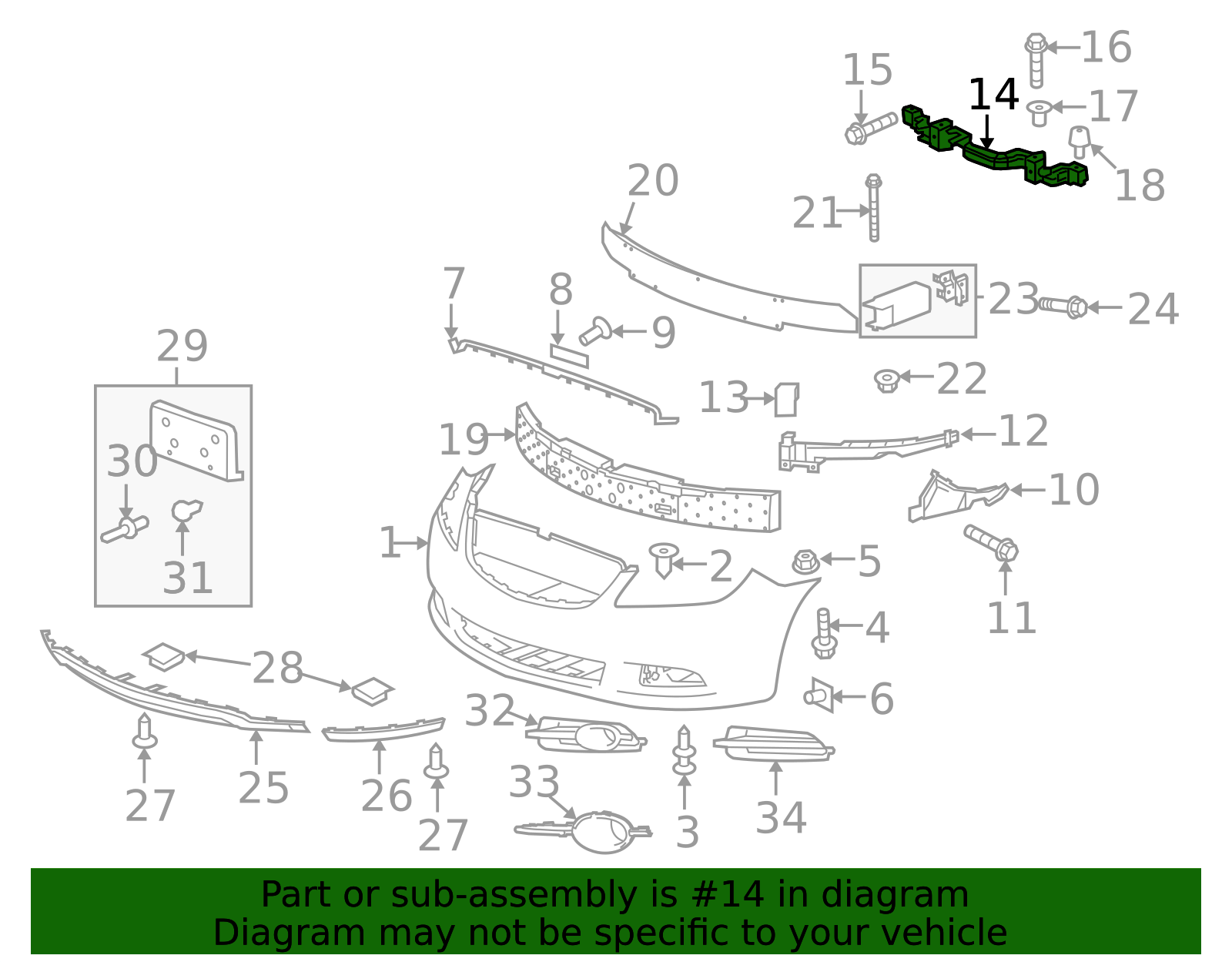 2010-2013 Buick LaCrosse Front Bumper Fascia Center Support 20887457 ...