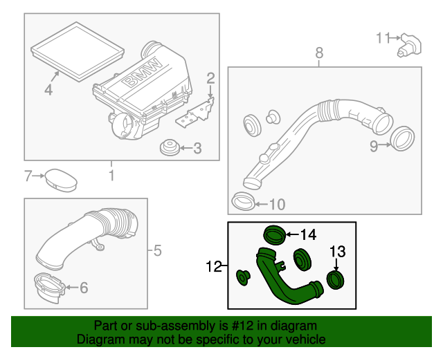 13718614548 - 2014-2019 BMW Lower Duct (13-71-8-614-548) | BMW of South ...