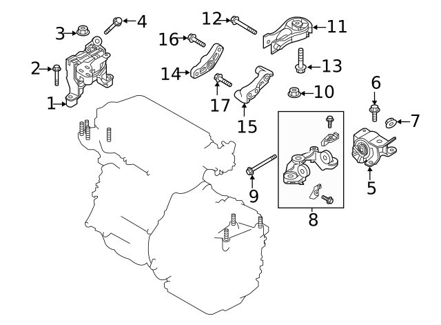 2016-2020 Mazda Side Mount Mount Bolt 9YA0-2A-423 | TascaParts.com