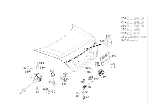 215-817-00-14 - Parts Kit, Model Badge 2005-2014 Mercedes-Benz CL65 AMG ...