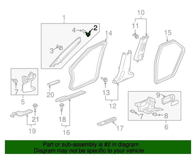 84152-SEP-A01ZA - Cap, L Front Pillar Garnish *NH528L* (Moon Lake Gray ...