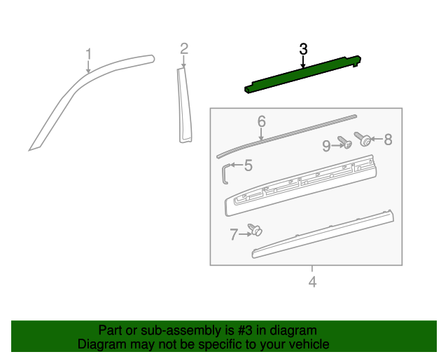 75720-60080 - Belt Molding - 2016-2021 Toyota Land Cruiser | DiscMonster