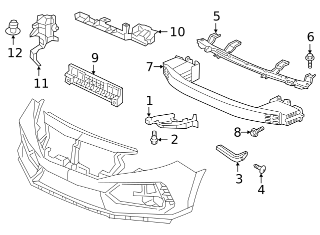 2017 2020 Honda Civic Beam Front Bumper