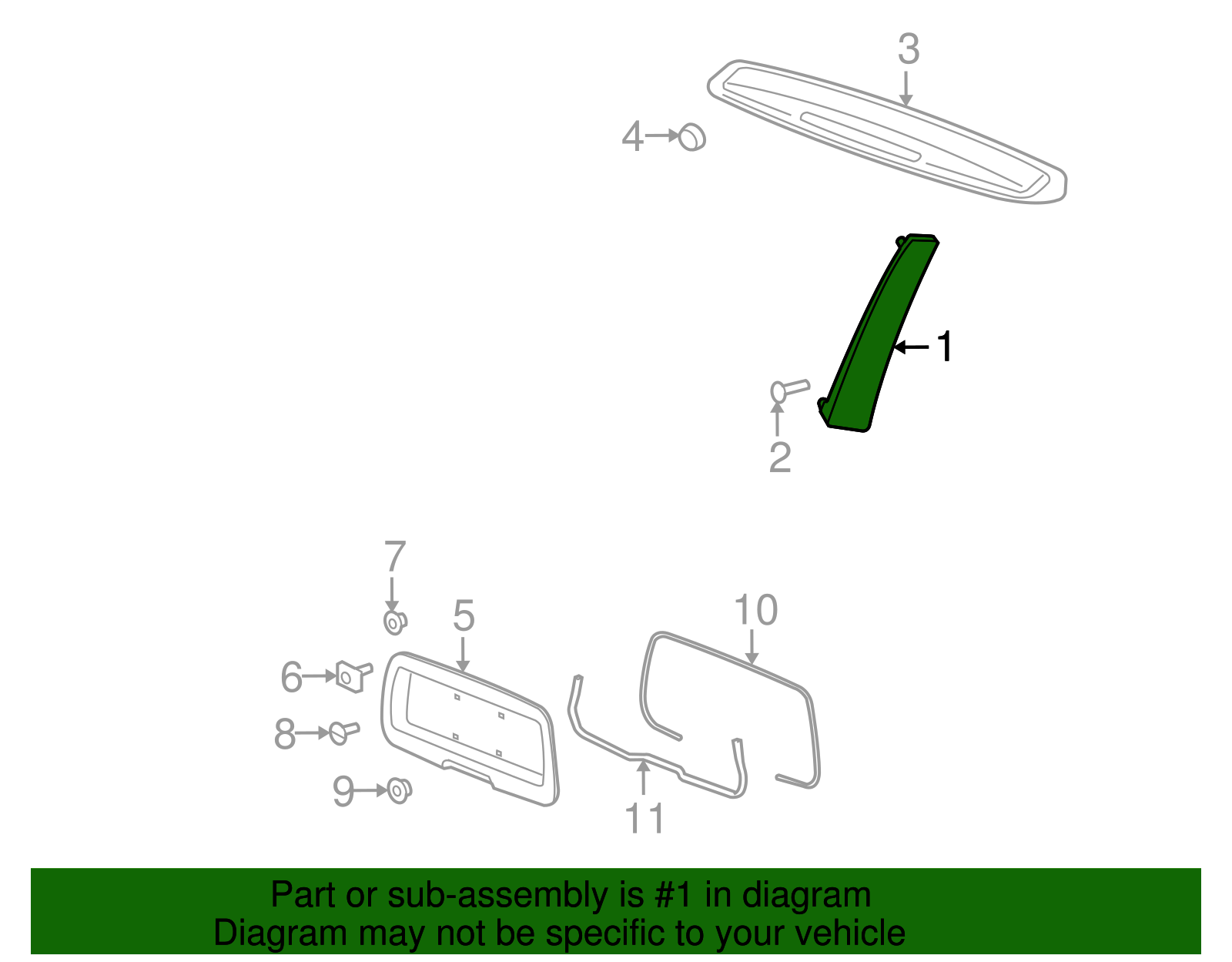 2002-2009 GMC Envoy Driver Side Liftgate Window Side Reveal Molding ...