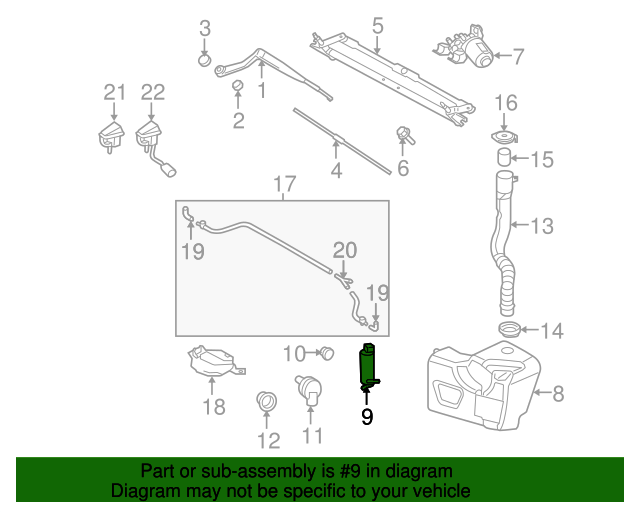DMC500010 - Windshield Washer Pump 2005-2009 Land Rover ...