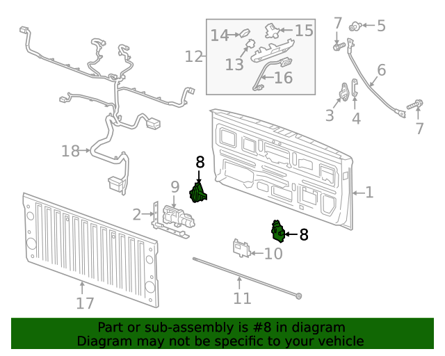 84954360 - Passenger Side Pickup Box Tailgate Latch 2019-2023 GM ...