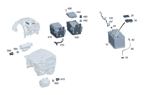 Battery, Starter and Alternator Line for 2024 Mercedes-Benz SL43 AMG ...