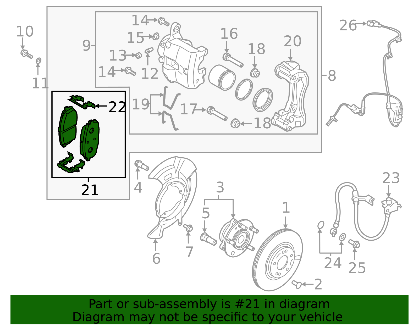 Hyundai - 58101-J3A10 - Brake Pads Front - 2019-2021 Hyundai Veloster ...