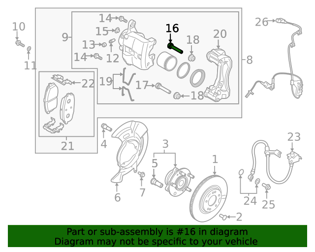58162-1H000 - Disc Brake Caliper Pin - 2009-2023 Hyundai | OEM Parts Quick