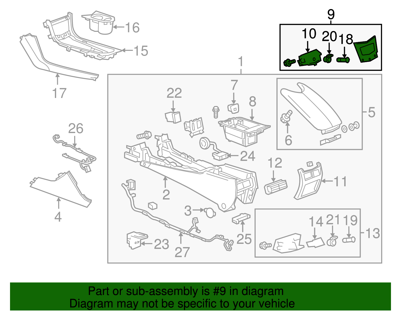 23331387 - 2016-2019 Cadillac ATS - Piano Black Front Floor Console ...