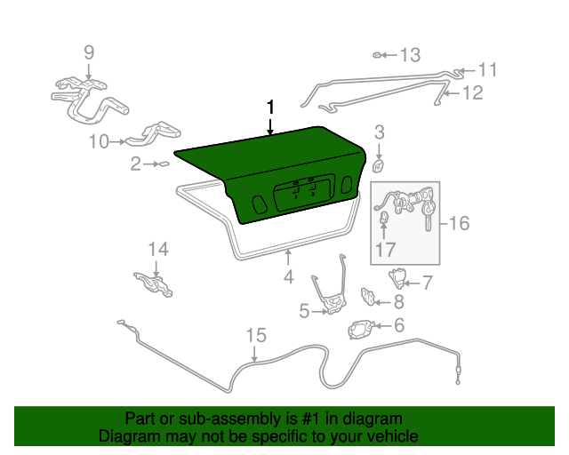 64401-53080 - Trunk Lid 2002-2005 Lexus IS300 | Lexus of Stevens Creek ...