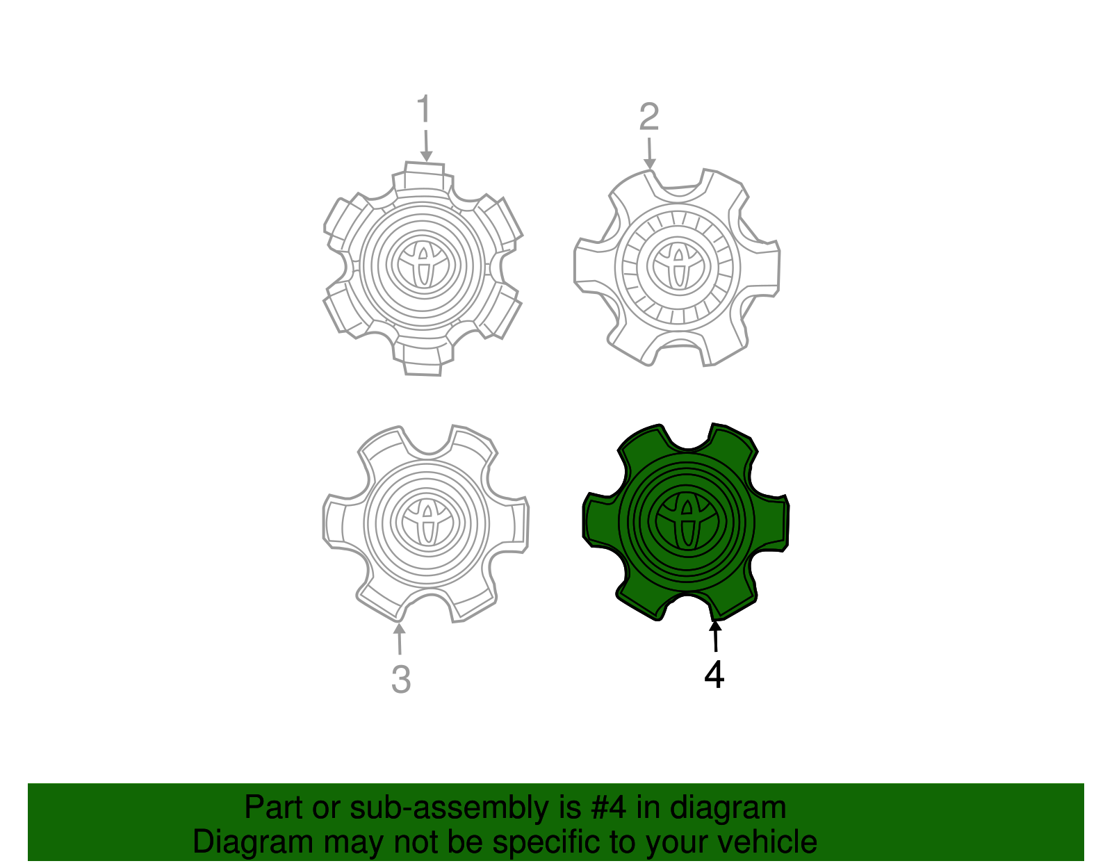 Genuine Toyota Wheel Cap part# 42603-60500 for 2003-2009 Toyota 4Runner ...