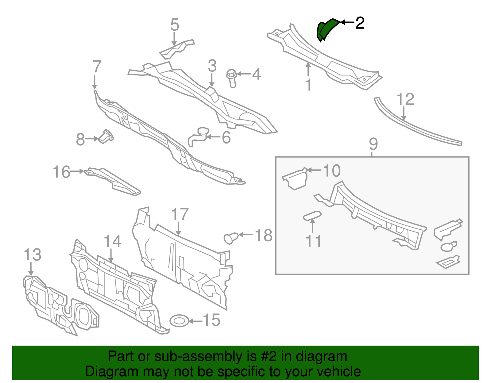2012-2014 Toyota Camry Cowl Grille Seal 53867-06060 | Toyota San Diego ...