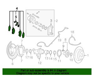 2006-2007 Subaru Impreza Brake Pads Rear 26696FE070 | Subaru Online Parts