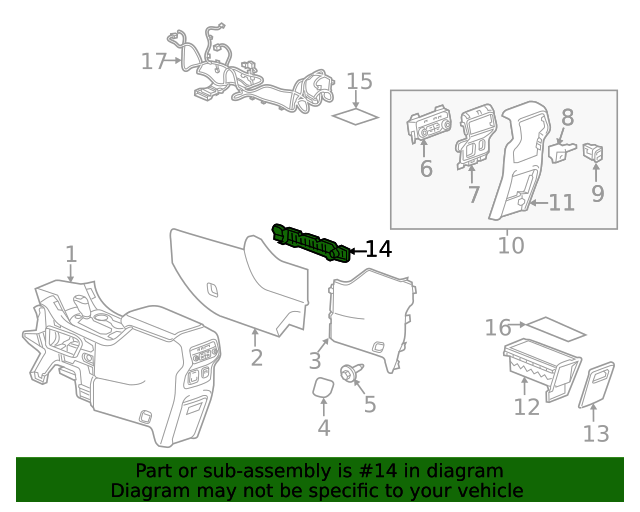84038328 - Front Floor Console Rear Cup Holder Guide 2017-2019 GMC ...