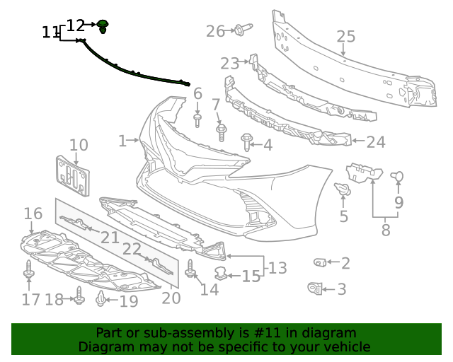 53395-06070 - Front Weather-Strip - 2018-2021 Toyota Camry | Sparks Parts