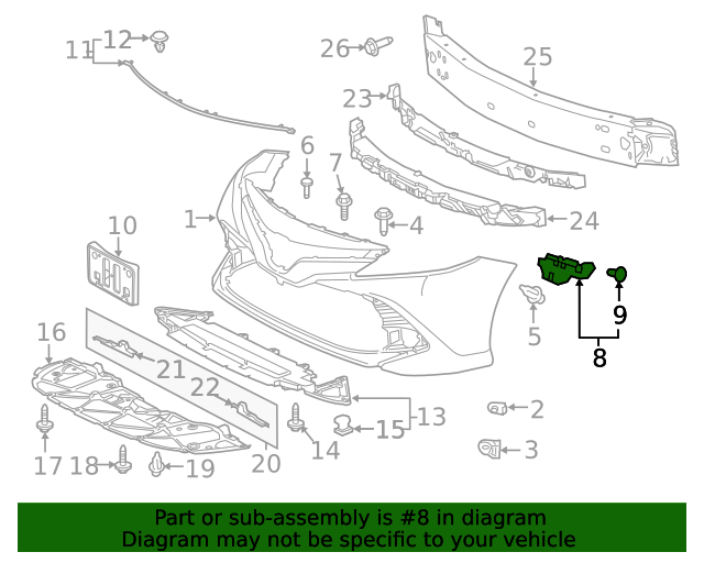 Genuine OEM Side Retainer Part# 52535-06210 Fits 2018-2020 Toyota Camry ...