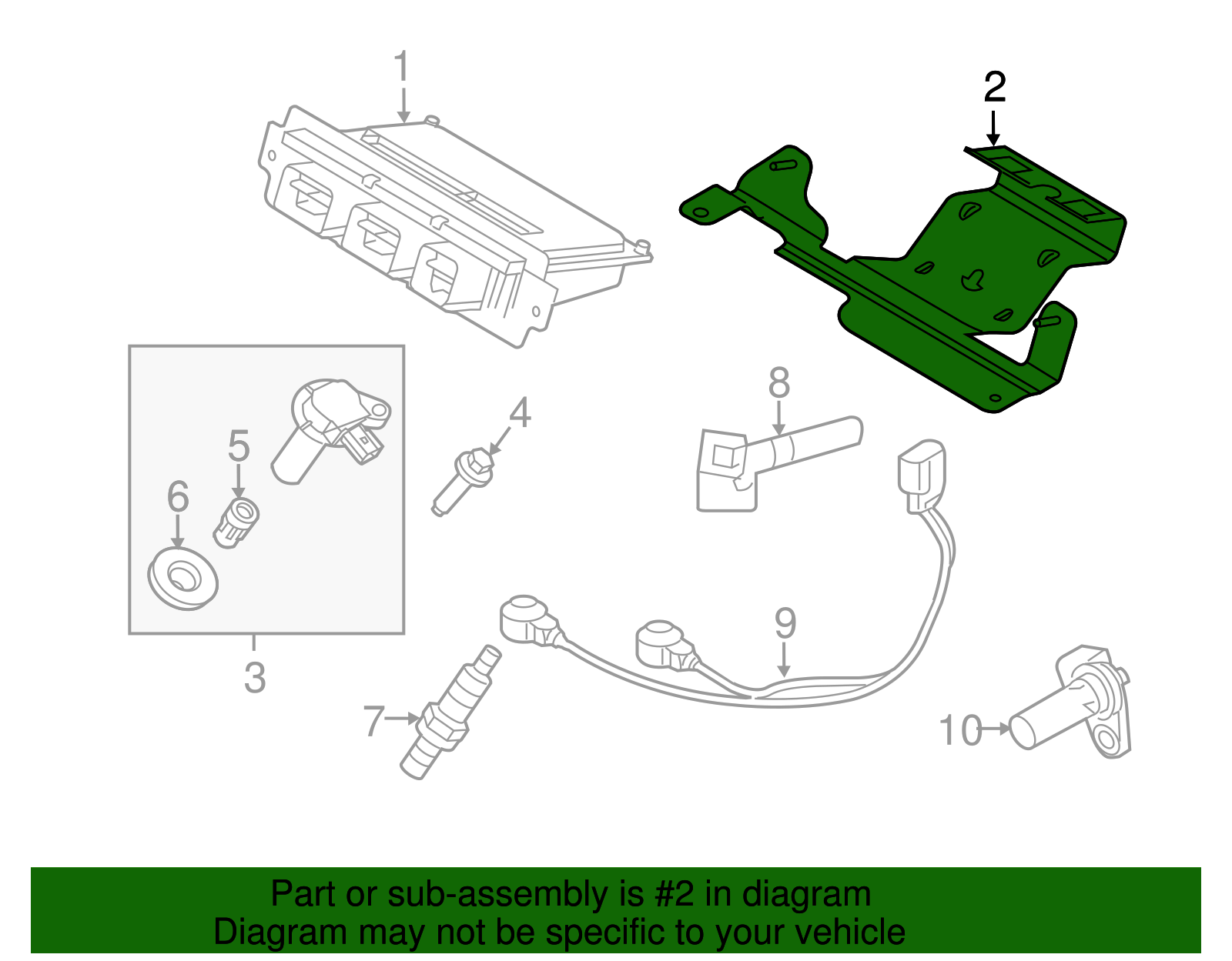 GA8Z-12A659-A - Engine Control Module (ECM) Bracket - 2015-2019 Ford ...