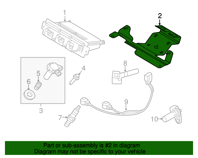 GA8Z-12A659-A - Engine Control Module (ECM) Bracket - 2015-2019 Ford ...
