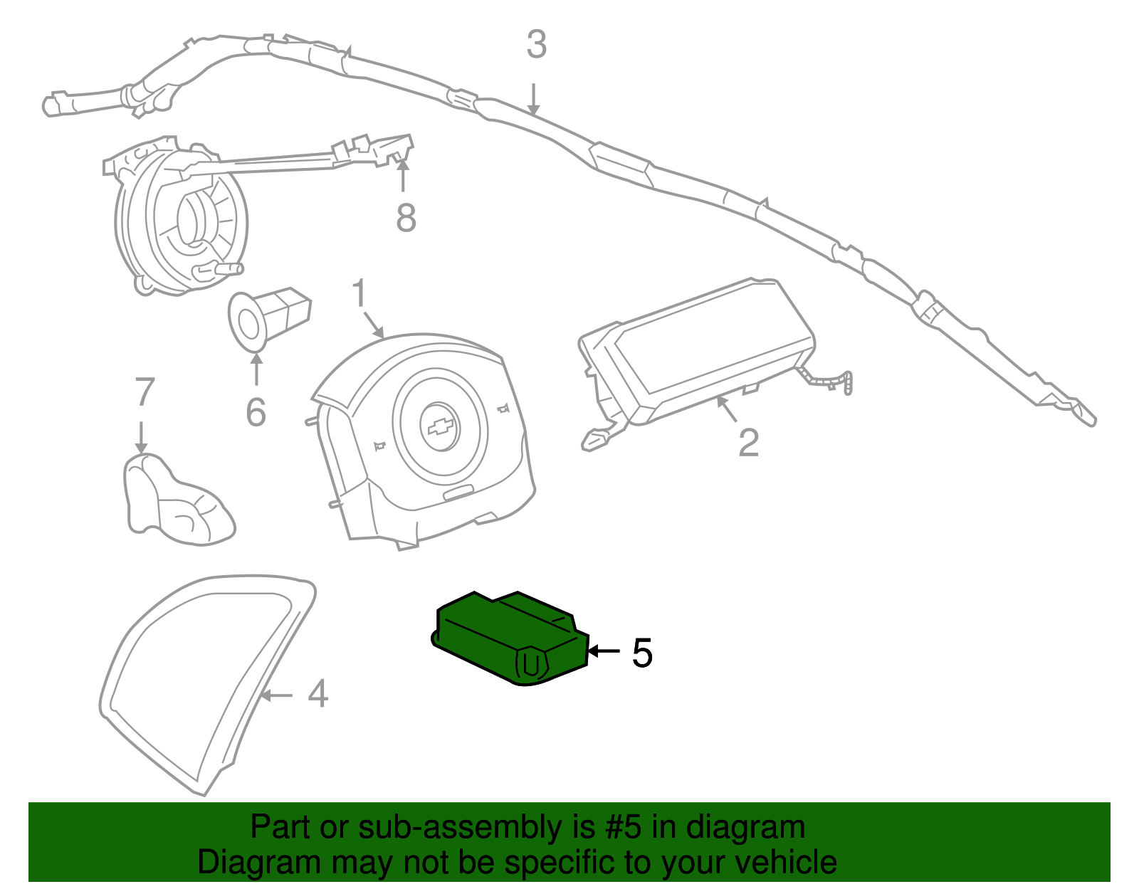 20812002 - Airbag Sensing and Diagnostic Module 2008-2009 Pontiac G6 ...