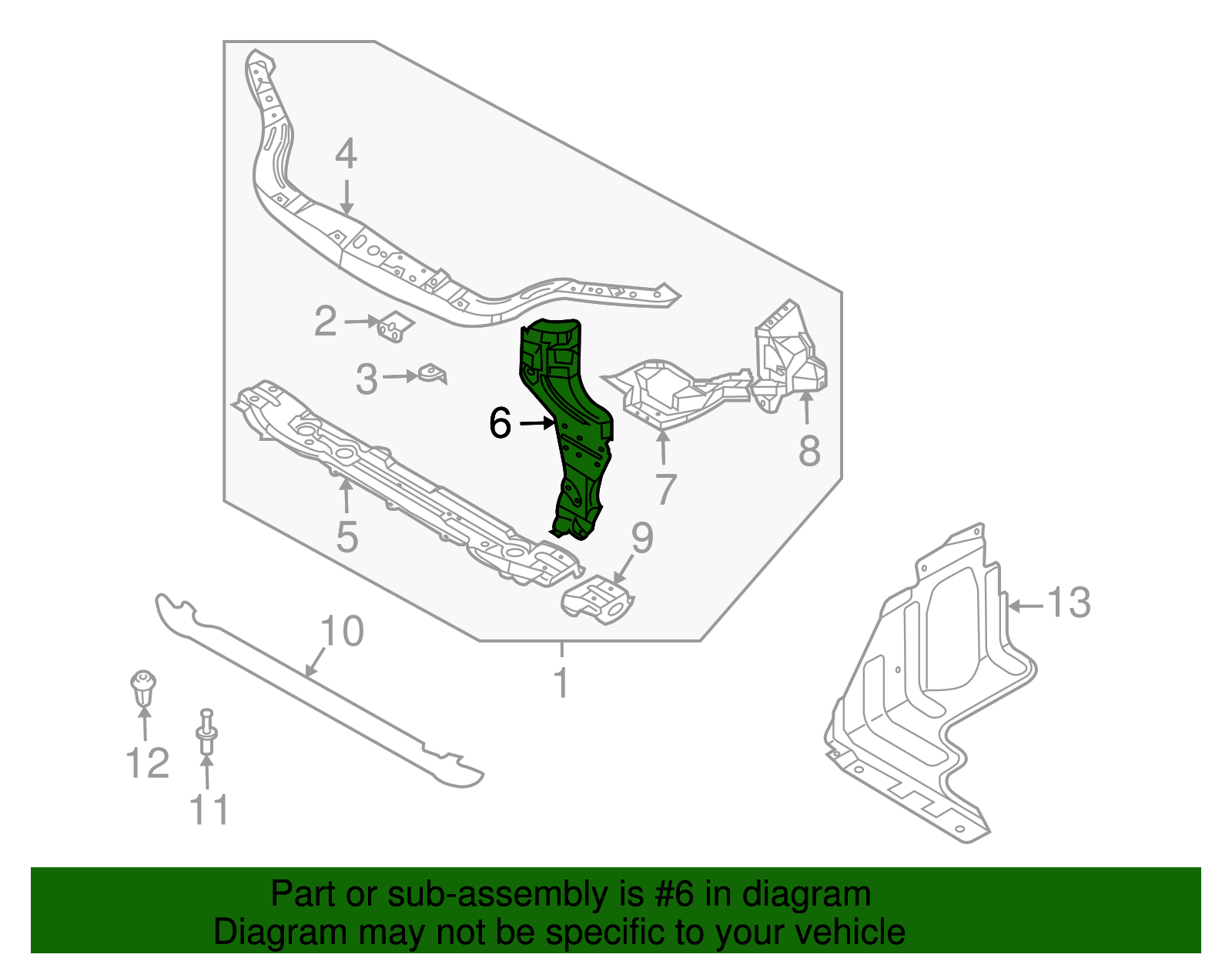 95332054 - Driver Side Front Engine Compartment Front Panel Support ...