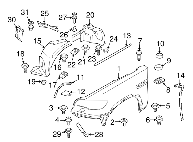 51657238600 - 2010-2014 BMW X6 Fender (51-65-7-238-600) | BMW of South ...