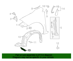 2014-2019 Toyota Corolla Fender Liner Pad 53852-02120 | OEM Parts Online