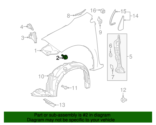 1999-2022 Toyota Fender Bolt 90080-11260 | Toyota Parts Center