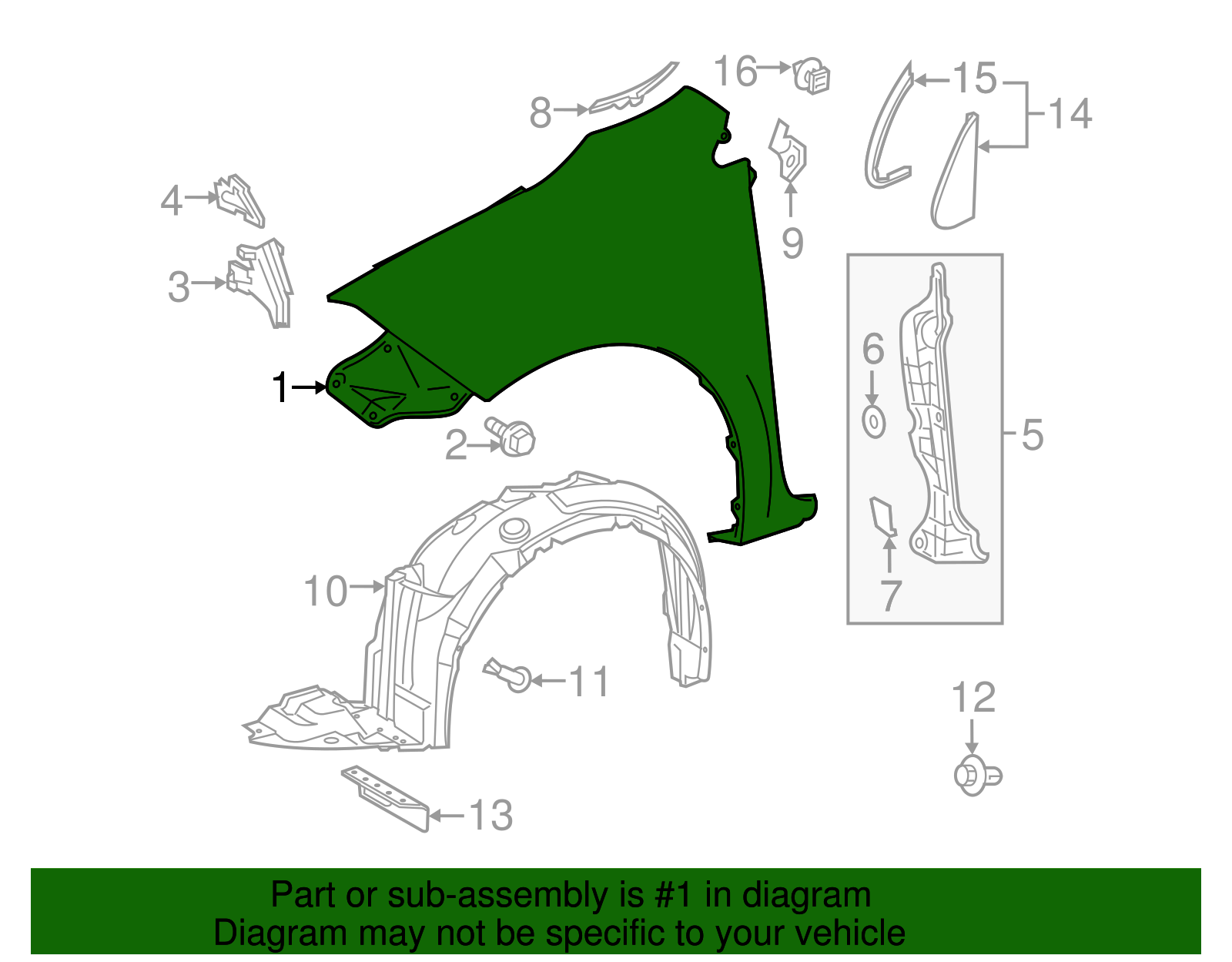 2014-2019 Toyota Corolla Fender 53801-02180 | Toyota Parts Center