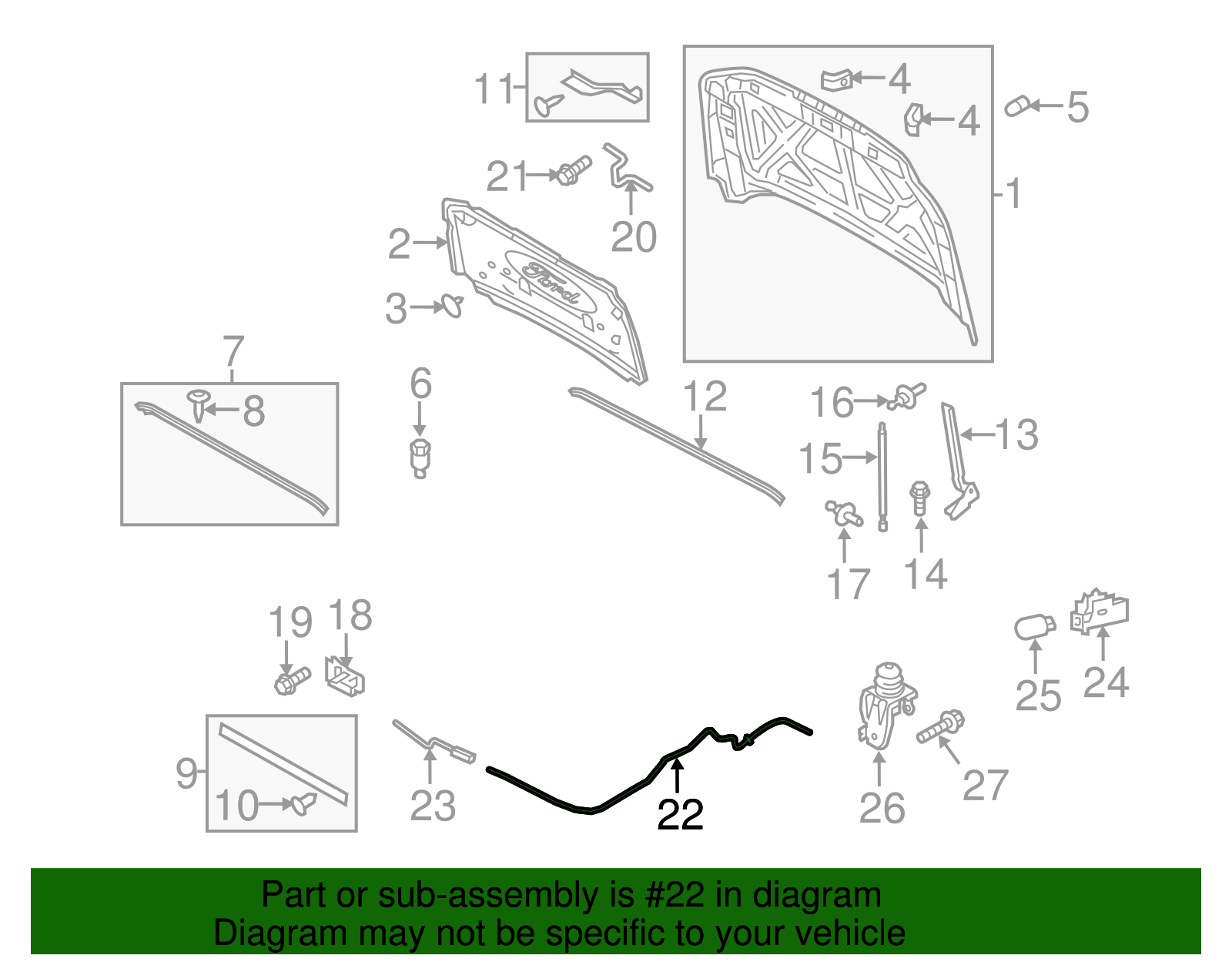 2011-2016 Ford | Release Cable | BC3Z-16916-A | Walls' Ford Parts