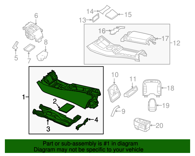 222-680-30-04-9J54 - Center Console 2015-2017 Mercedes-Benz ...