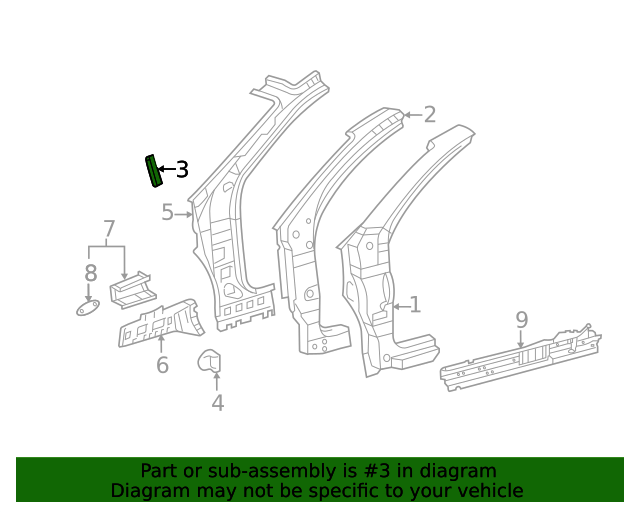 2011-2020 Toyota Sienna Hinge Pillar Reinforced Bracket 61158-08010 ...