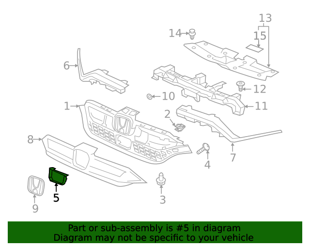 OEM 2020 Honda CR-V Cover, Front Grille Radar 71124-TLA-A50 | Honda ...