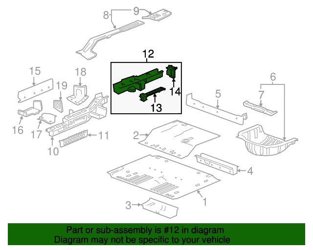 2018-2024 GM Passenger Side Underbody Rear Side Rail 84510126 GM ...