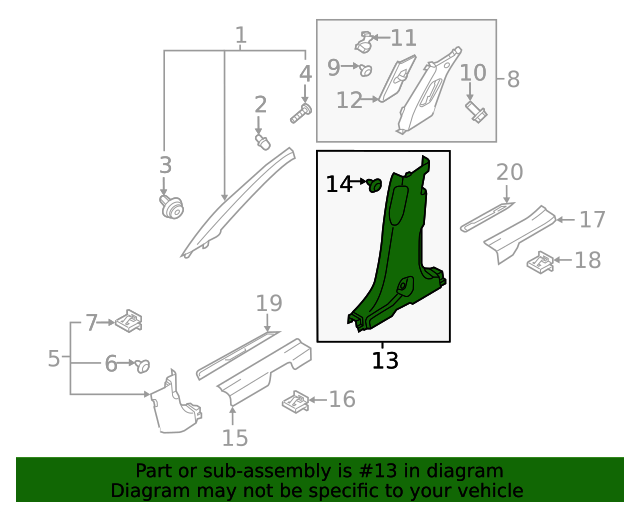 85835-S2000-NNB - Door Pillar Post Trim Set 2019-2020 Hyundai Santa Fe ...