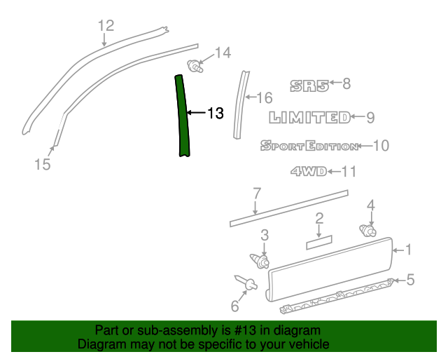 2003-2009 Toyota 4Runner Window Molding 75756-35010 | OEM Parts Online
