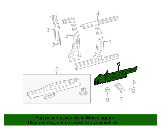 2011-2020 Toyota Sienna Rocker Reinforced 61402-08020 | Toyota Parts Center
